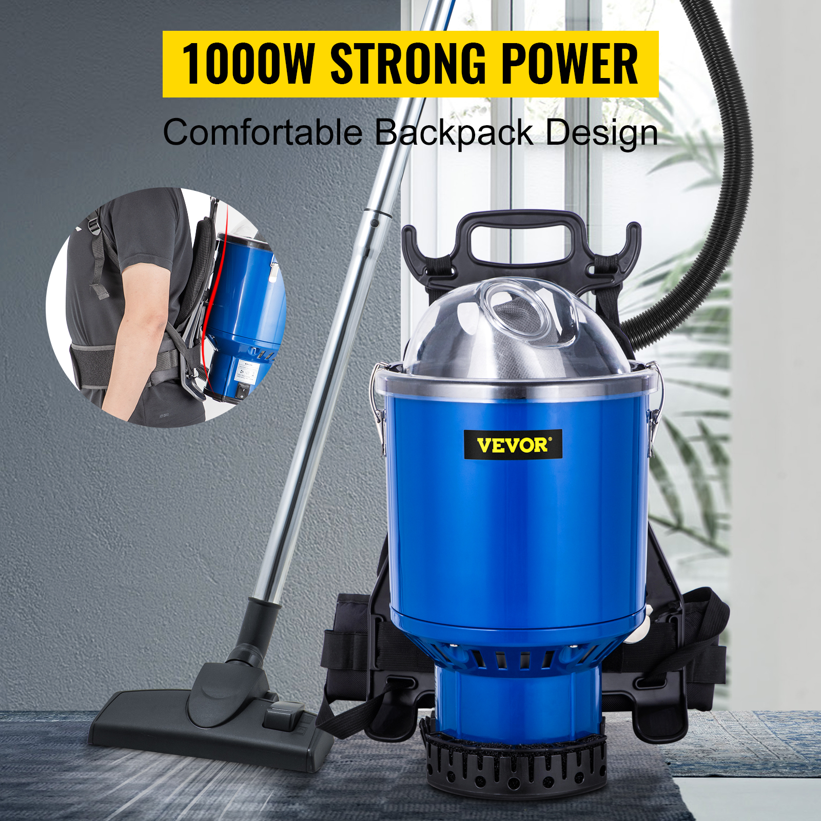 VEVOR Backpack Vacuum, 3.6qt Backpack Vacuum Cleaner, 5-IN-1 ...