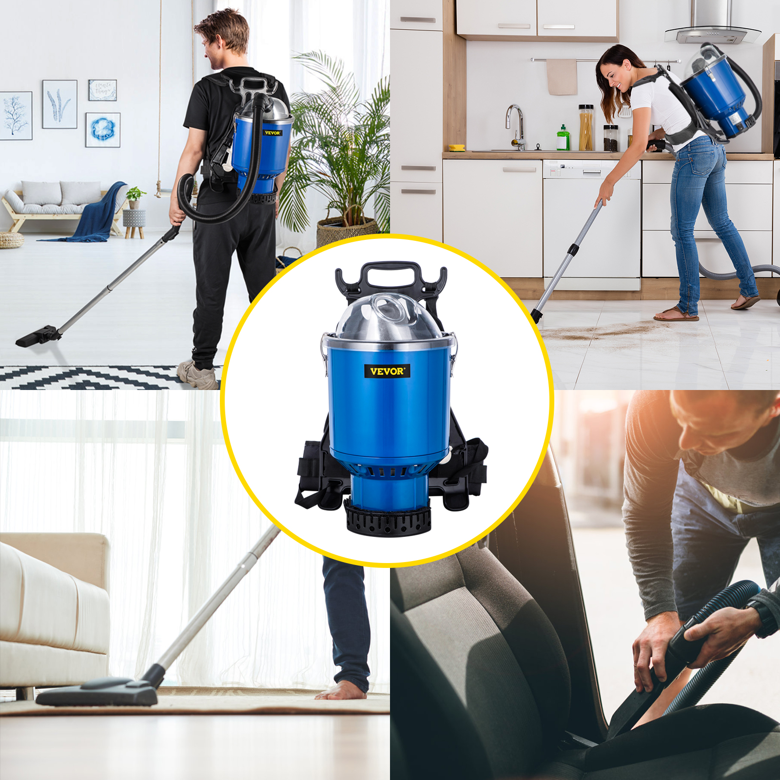VEVOR Backpack Vacuum, 3.6qt Backpack Vacuum Cleaner, 5-IN-1 ...