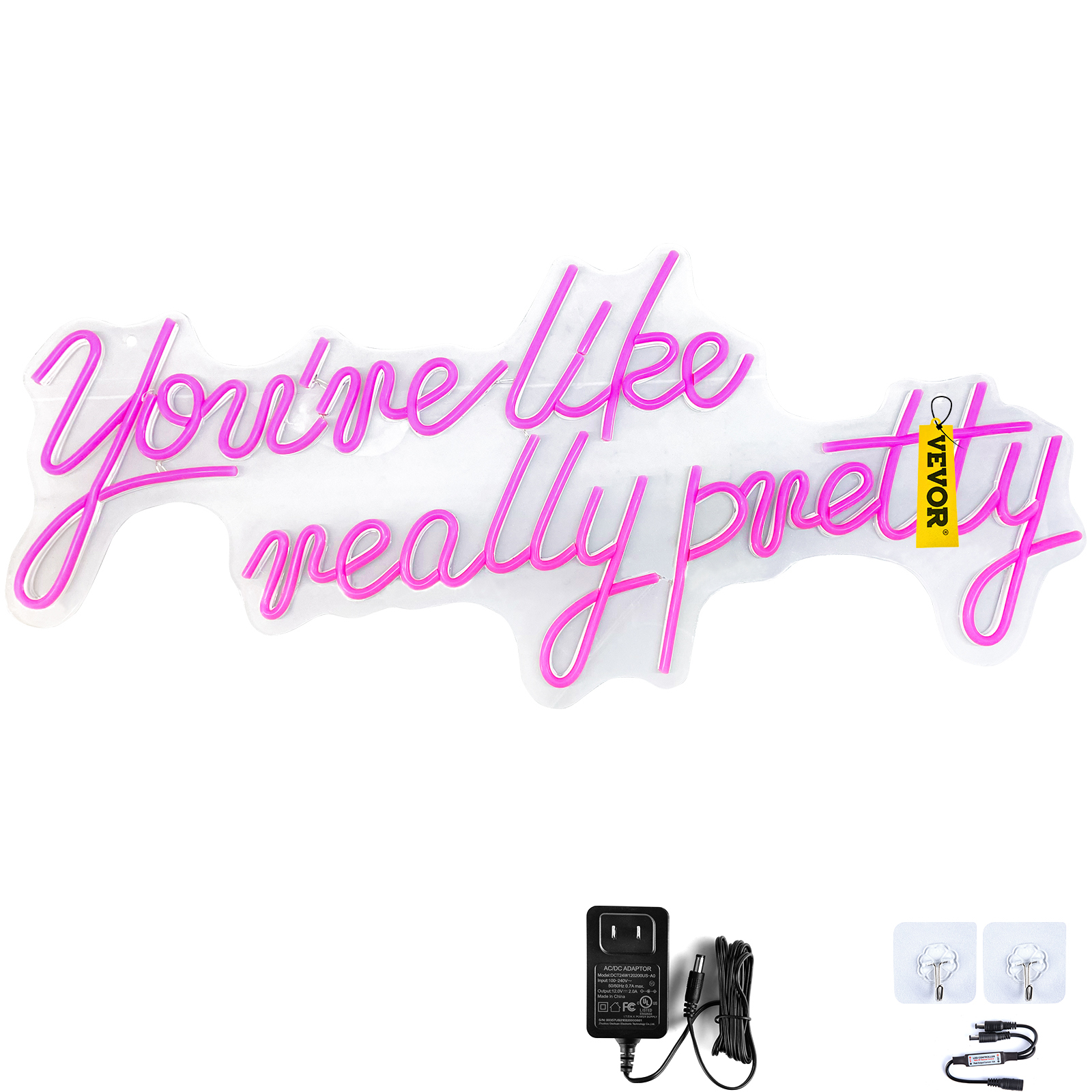 VEVOR You're Like Really Pretty Neon Sign, 23" x 21" Pink LED Neon ...