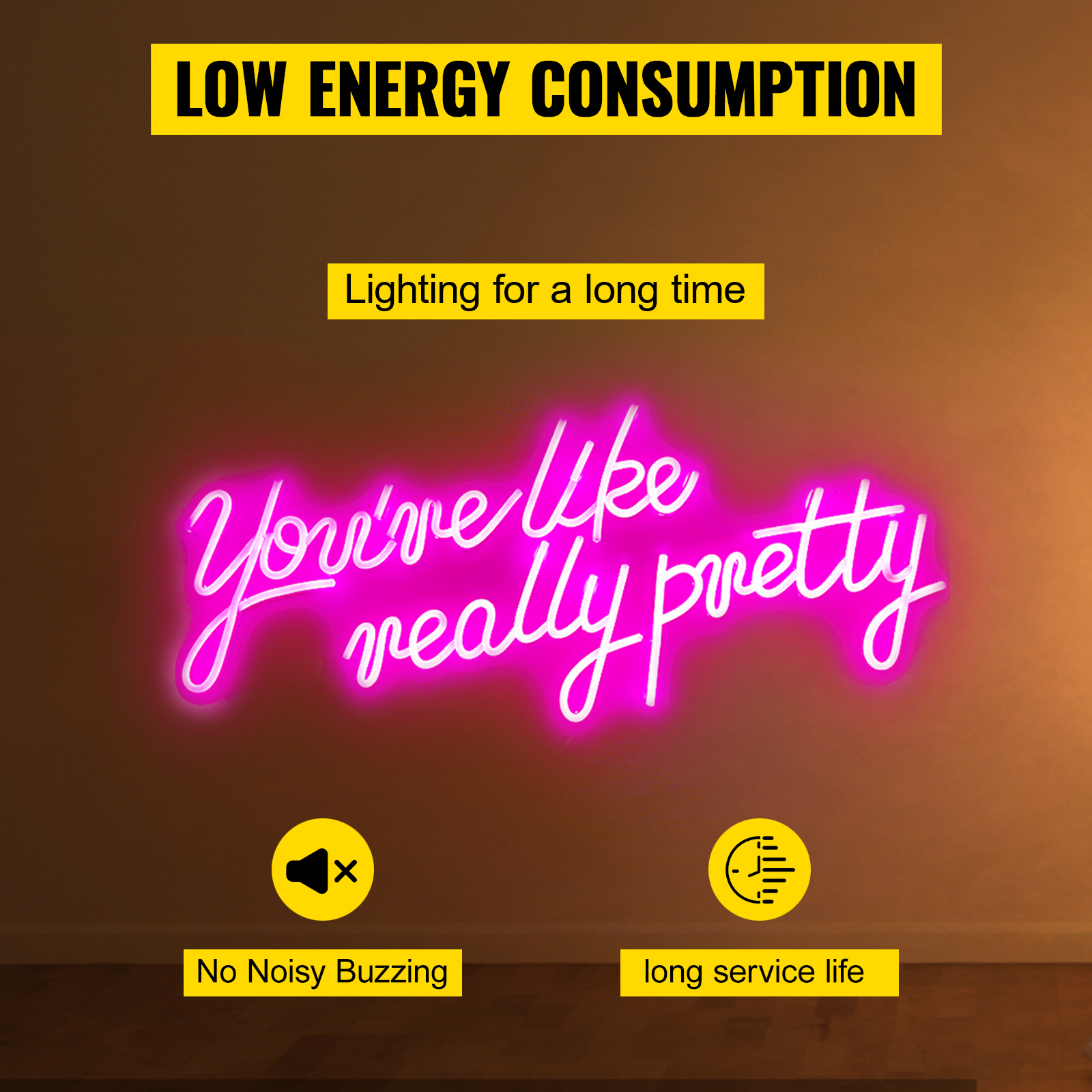 VEVOR You're Like Really Pretty Neon Sign, 23" x 21" Pink LED Neon ...