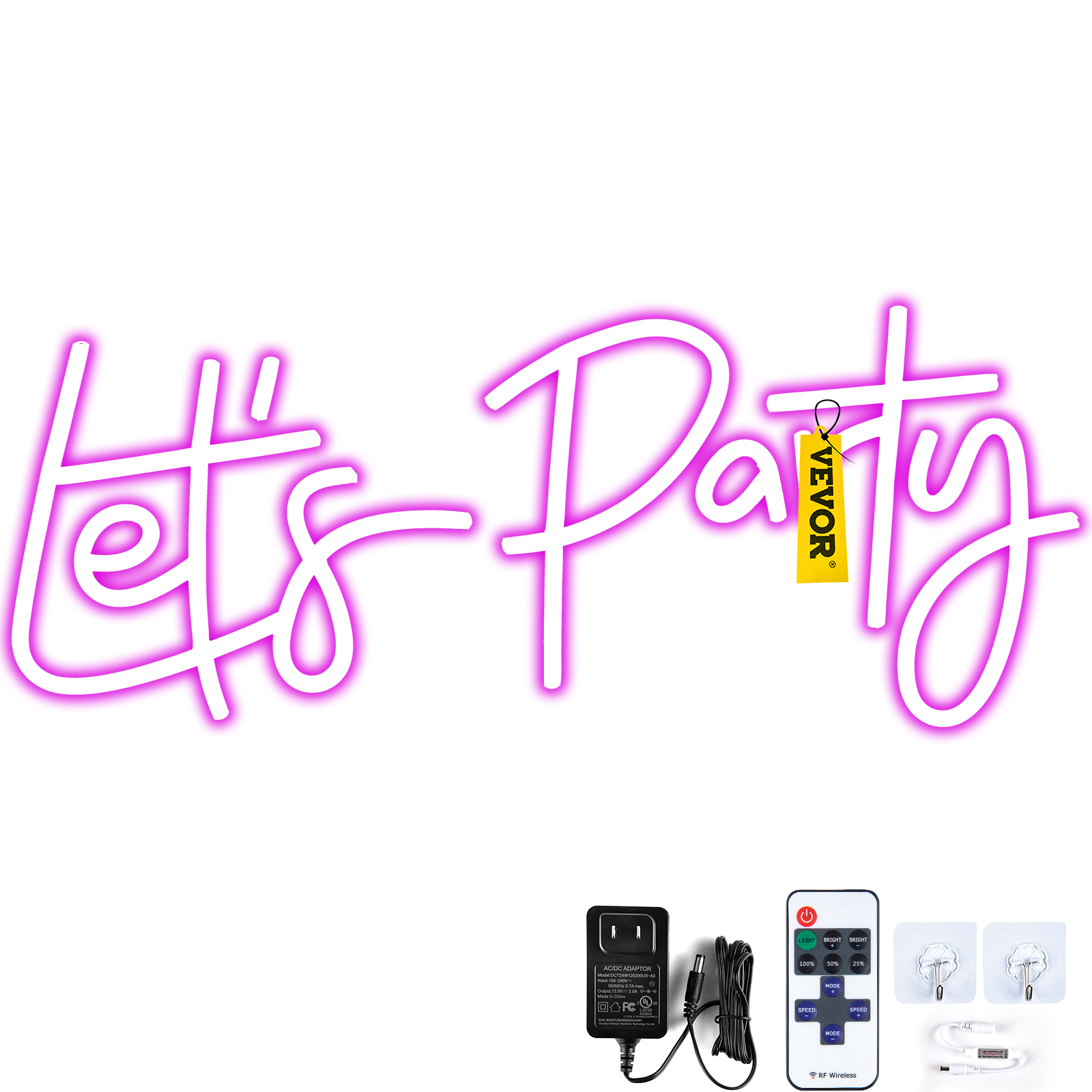 VEVOR Let's Party Neon Sign, 26" x 12" Neon Sign for Wall Decor ...