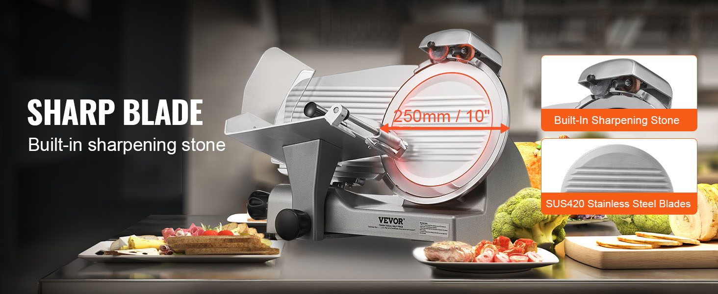 VEVOR Meat Slicer, 340W Electric Deli Food Slicer with 10" SUS420 ...