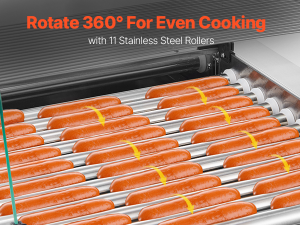 VEVOR Electric 30 Hot Dog 11 Roller Commercial Grill Cooker Machine ...