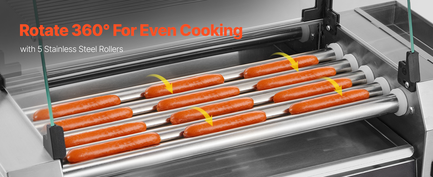 VEVOR Electric 12 Hot Dog 5 Roller Commercial Grill Cooker Machine ...