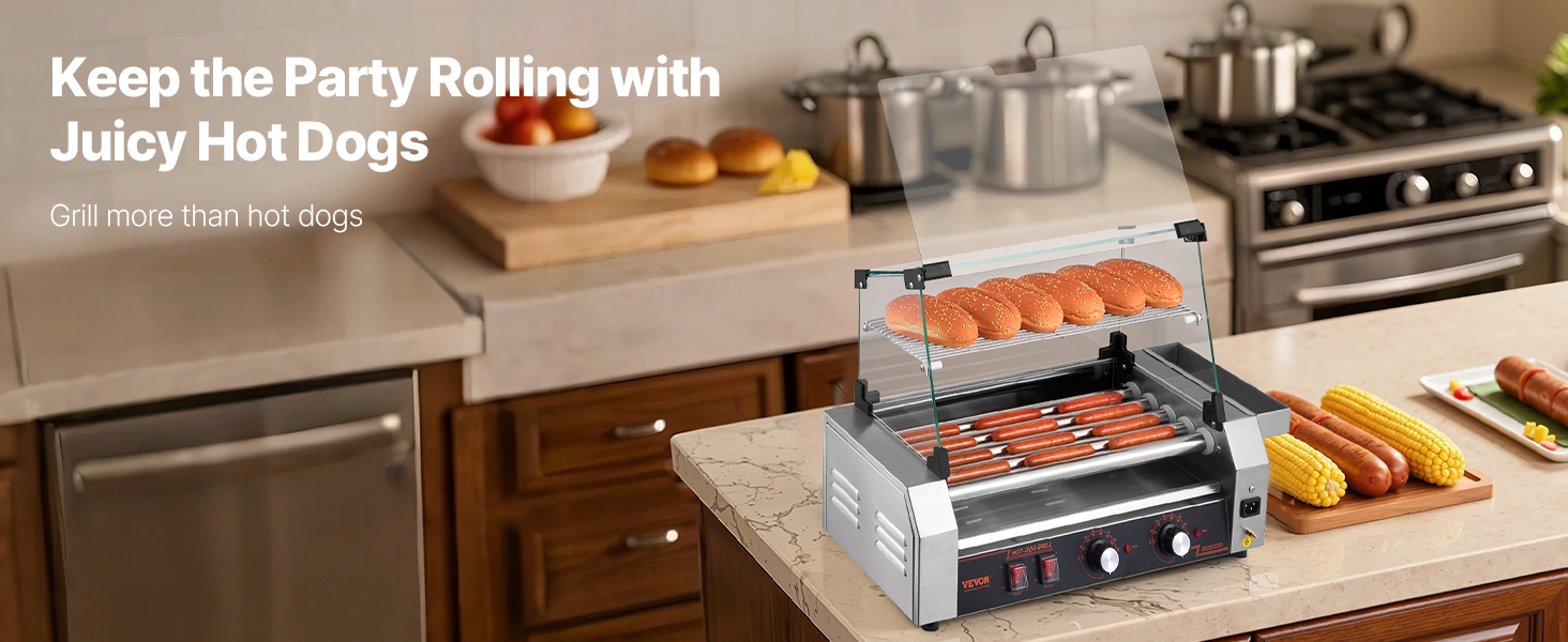Electric 12 Hot Dog 5 Roller Commercial Grill Cooker Machine Cover 750W ...