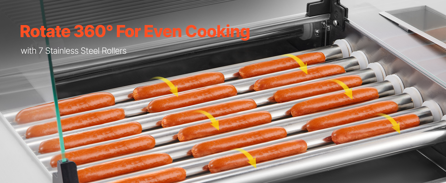 VEVOR Electric 18 Hot Dog 7 Roller Commercial Grill Cooker Machine ...