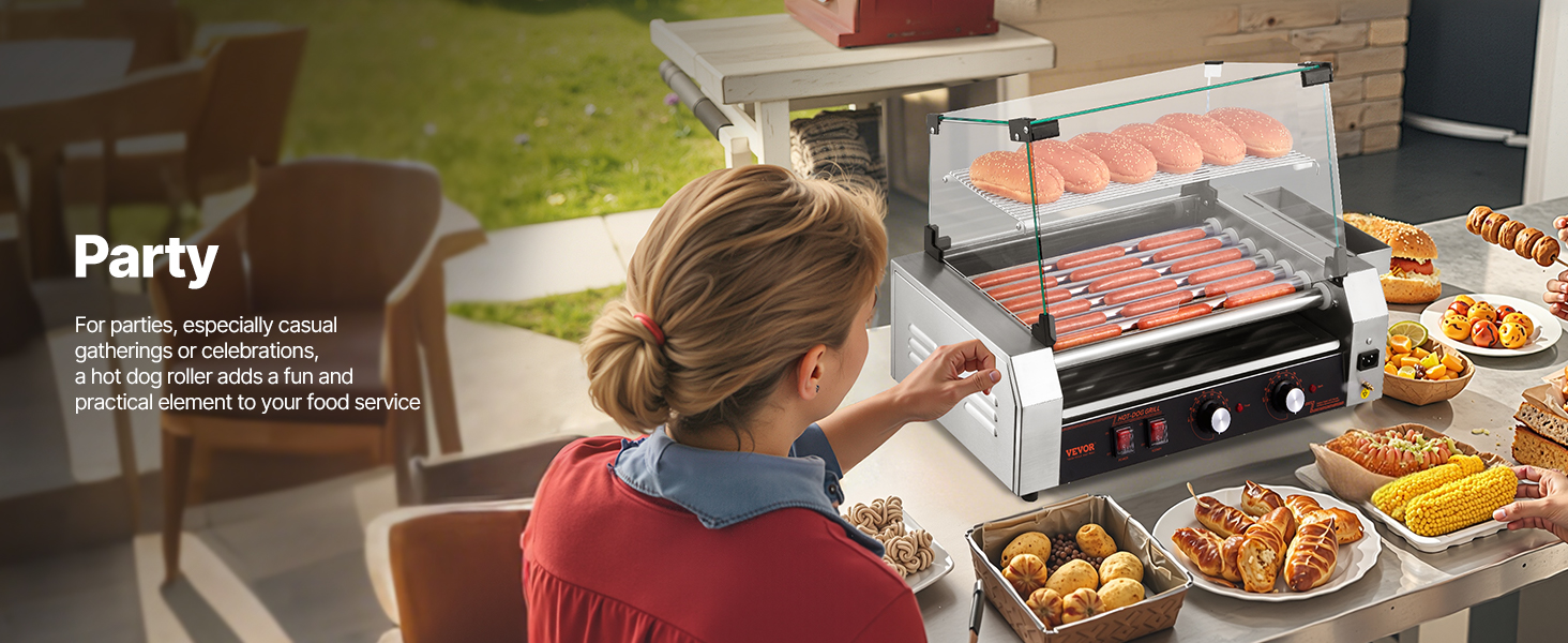 VEVOR Electric 18 Hot Dog 7 Roller Commercial Grill Cooker Machine ...