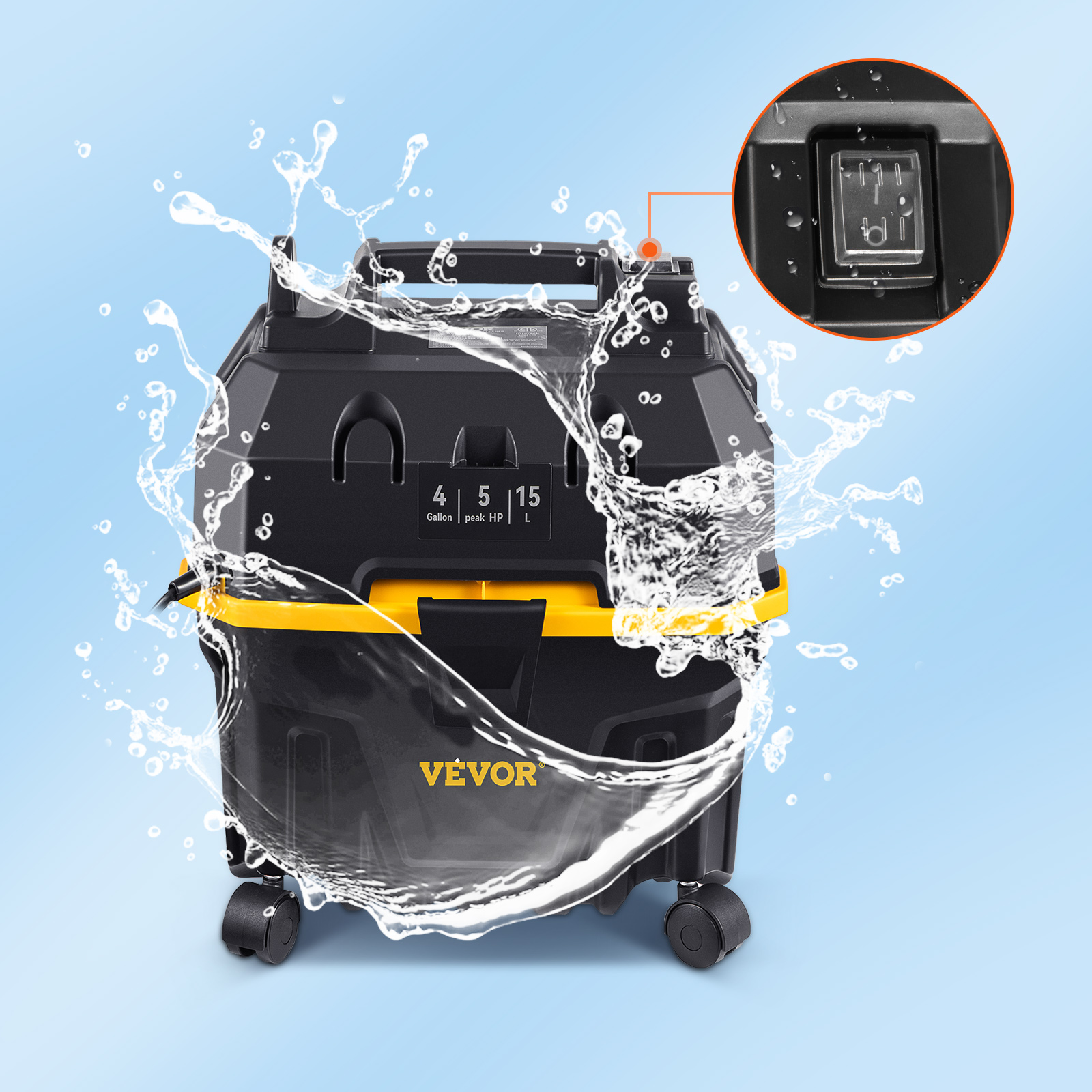 VEVOR Wet Dry Vac, 4 Gallon, 5 Peak HP, 3 in 1 Shop Vacuum with Blowing ...