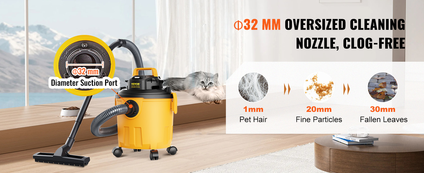VEVOR Shop Vacuum Wet And Dry, 5 Gallon 6 Peak HP Wet/Dry Vac, Powerful ...