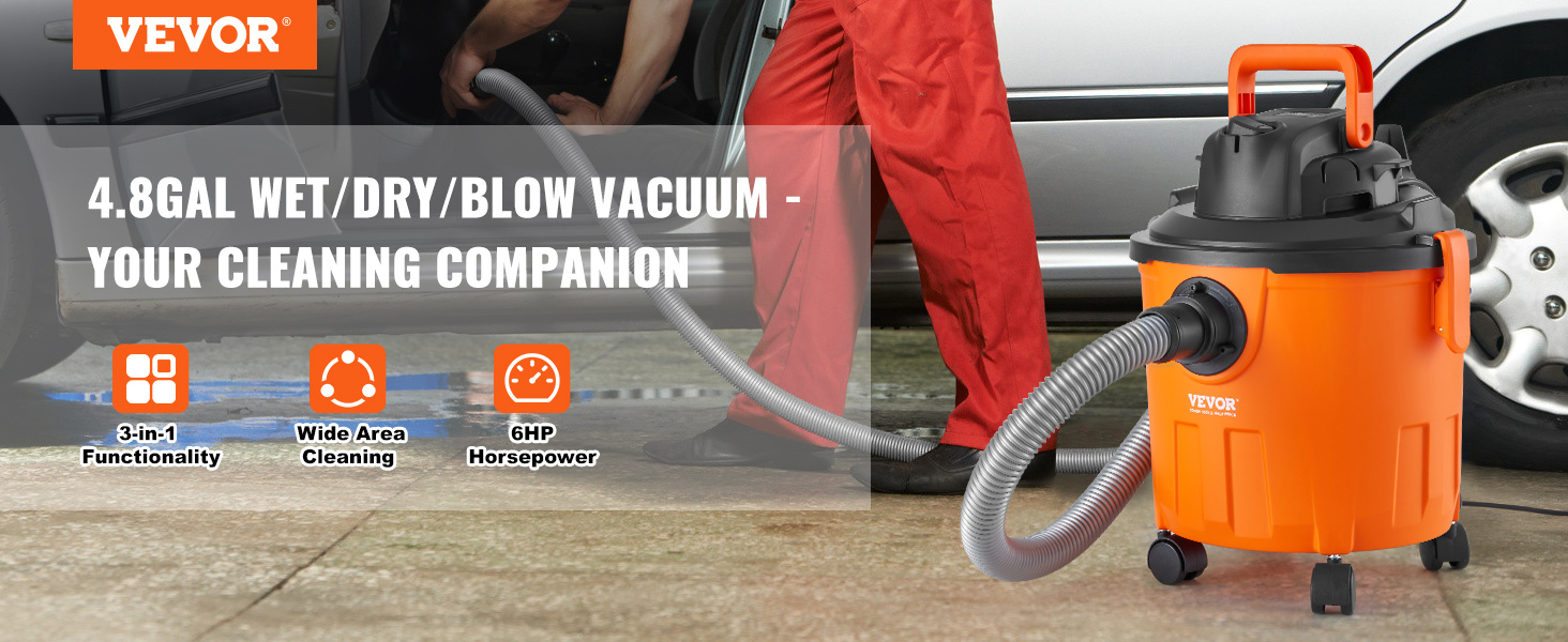VEVOR Shop Vacuum Wet And Dry, 5 Gallon 6 Peak HP Wet/Dry Vac, Powerful ...