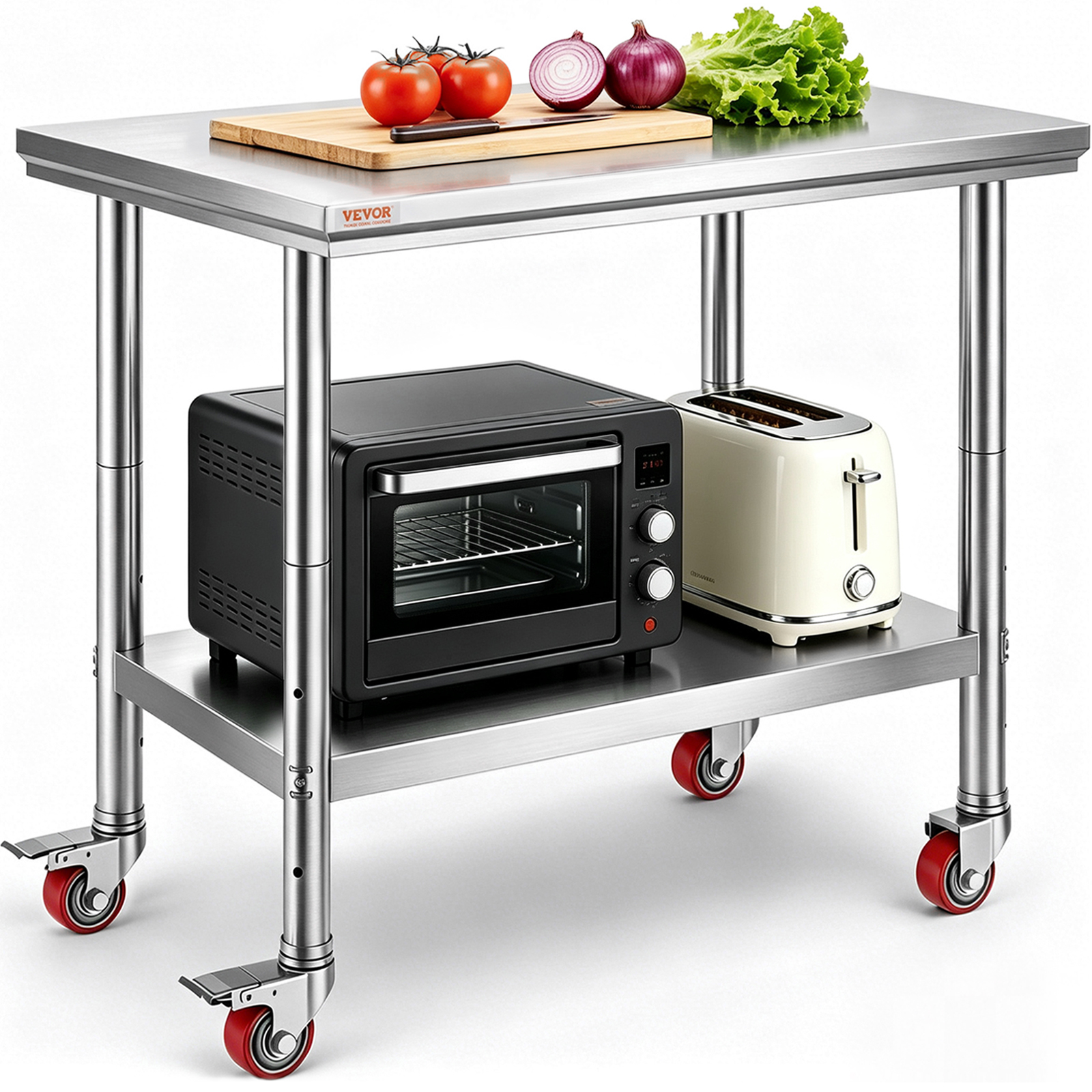 VEVOR Stainless Steel Work Table 36x24 Inch with 4 Wheels Commercial ...