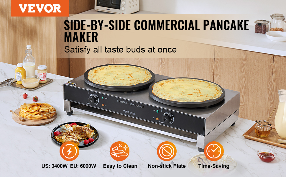 VEVOR 16-Inch Electric Crepe Maker Commercial Crepe Machine 3400W ...