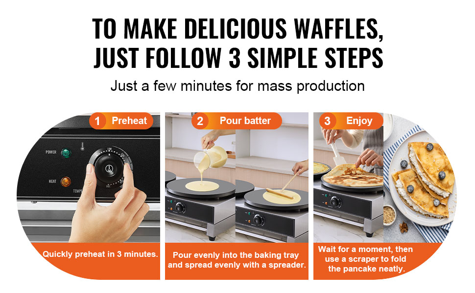 VEVOR 16-Inch Electric Crepe Maker Commercial Crepe Machine 3400W ...