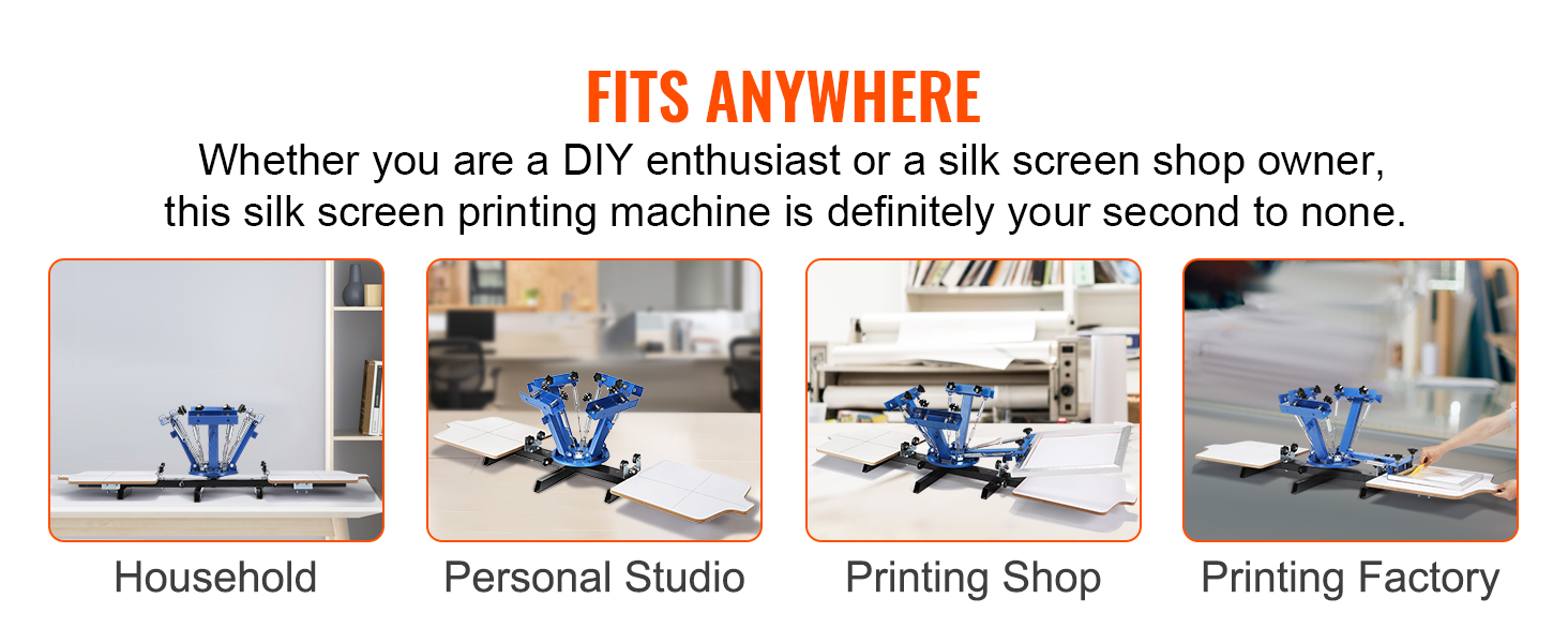 VEVOR Screen Printing Machine, 4 Color 2 Station, 360° Rotable Silk ...