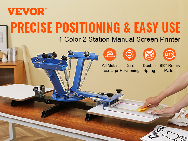 VEVOR 4 Color 2 Station Silk Screening Screenprint Press Screen ...