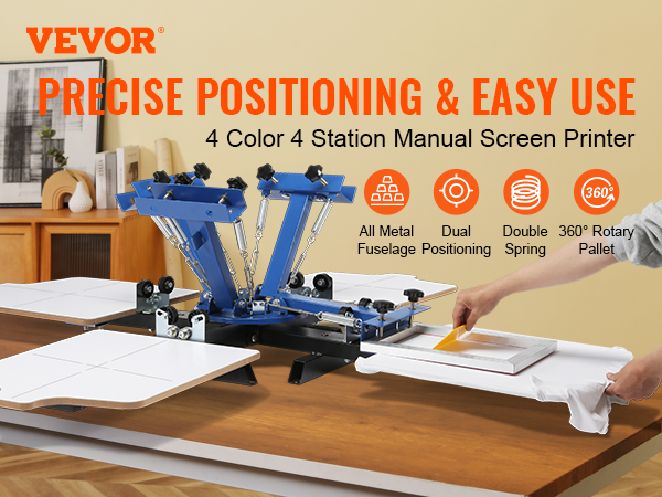VEVOR 4 Color 4 Station Silk Screening Screenprint Press Screen ...