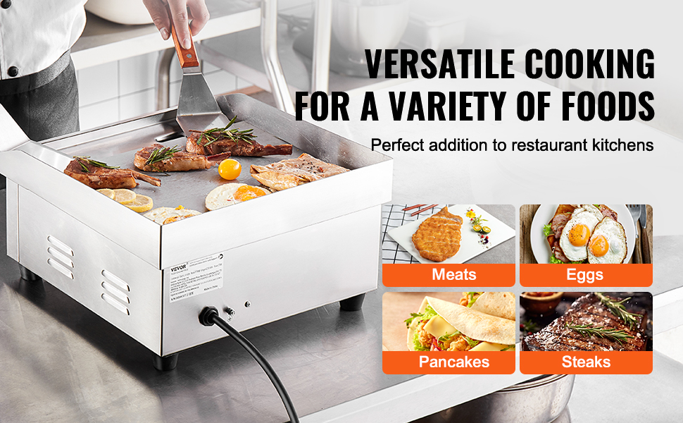 VEVOR Commercial Electric Griddle, 1700W Countertop Flat Top Grill, 122 ...