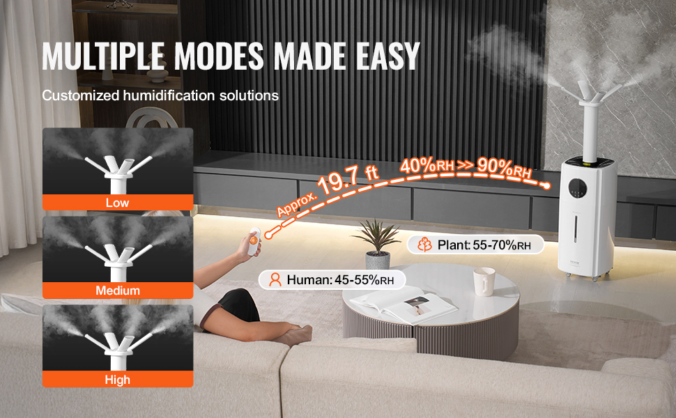 VEVOR Commercial Humidifier 5.5 Gal Cool Mist for Up To 1291.7 Sq Ft Top Refill | VEVOR US