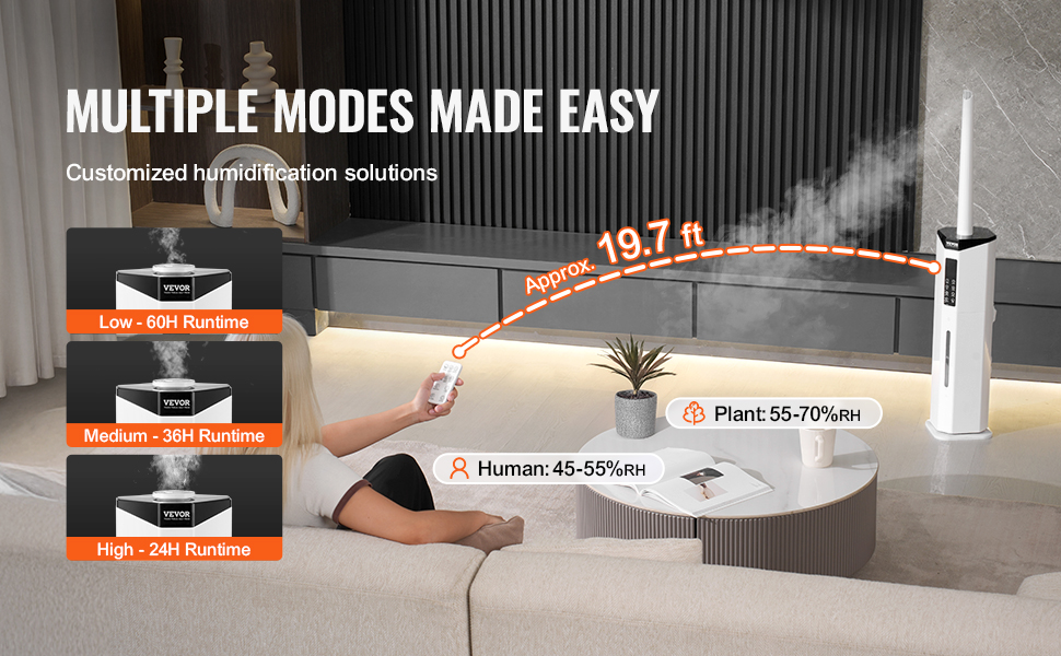 VEVOR Commercial Humidifier 2.4 Gal Cool Mist for Up To 430.6 SqFt Top Refill | VEVOR US