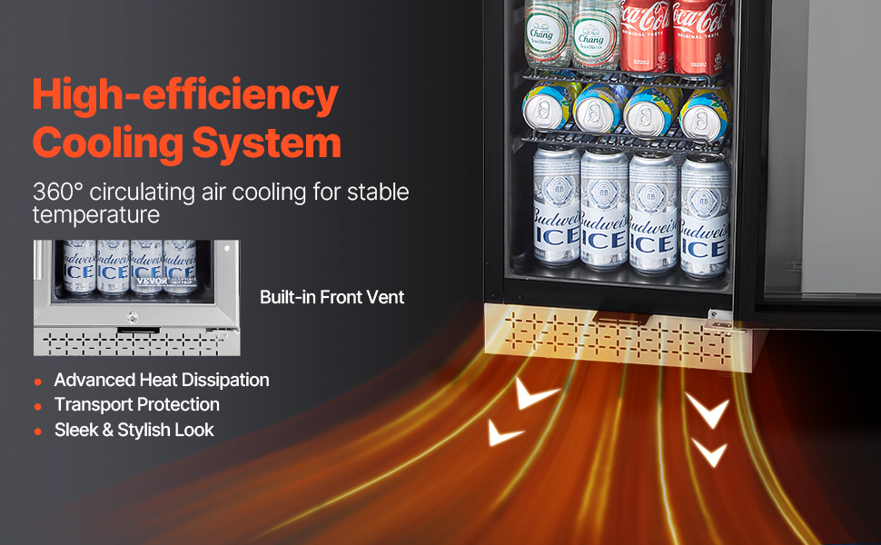 VEVOR Beverage Refrigerator Cooler 88 Can Mini Soda Beer Fridge with ...