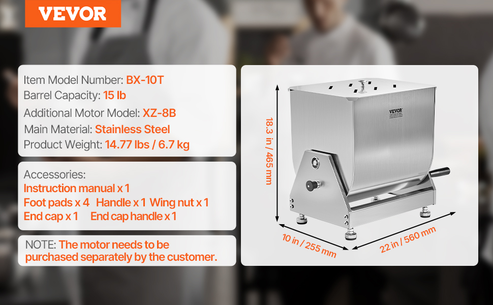 Manual Meat Mixer 15L Tilt Tank Mixing Max 15LB for Meat Sausage Mixer ...