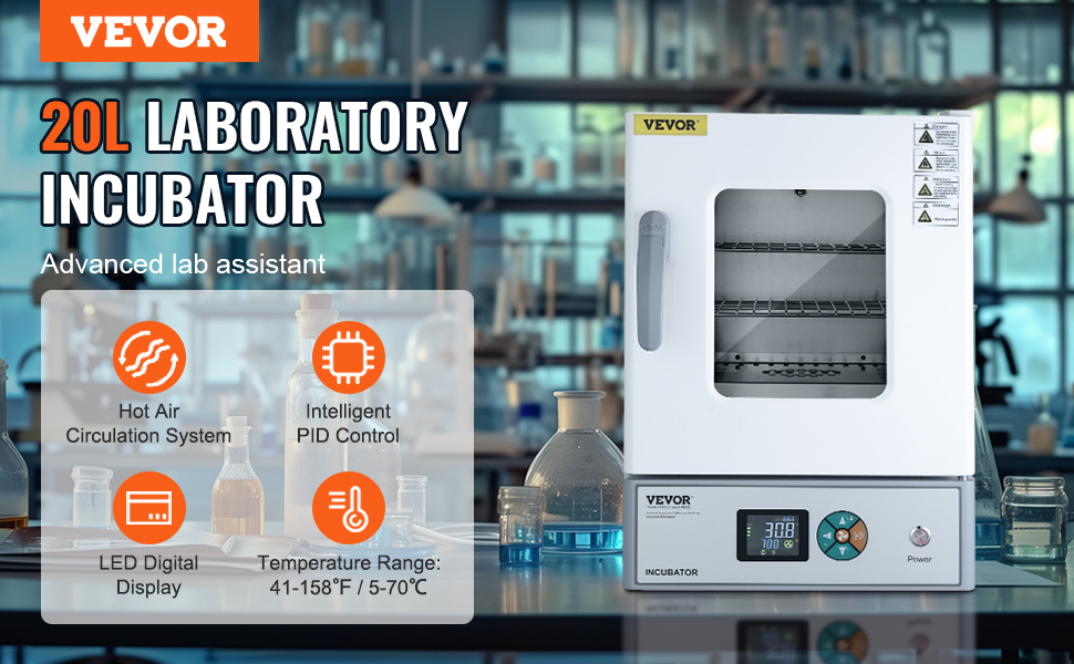VEVOR Microbiological Lab Incubator 20L Precise Temp Control from 0°C ...