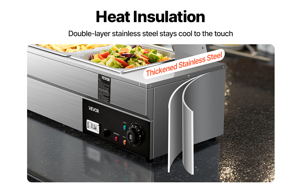 VEVOR Commercial Electric Food Warmer Countertop Buffet 5*8Qt with ...