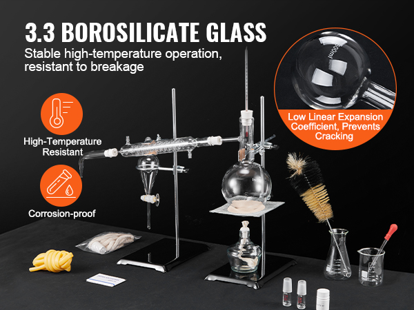 VEVOR Essential Oil Distillation Kit, 500ml Distillation Apparatus, 3.3 ...