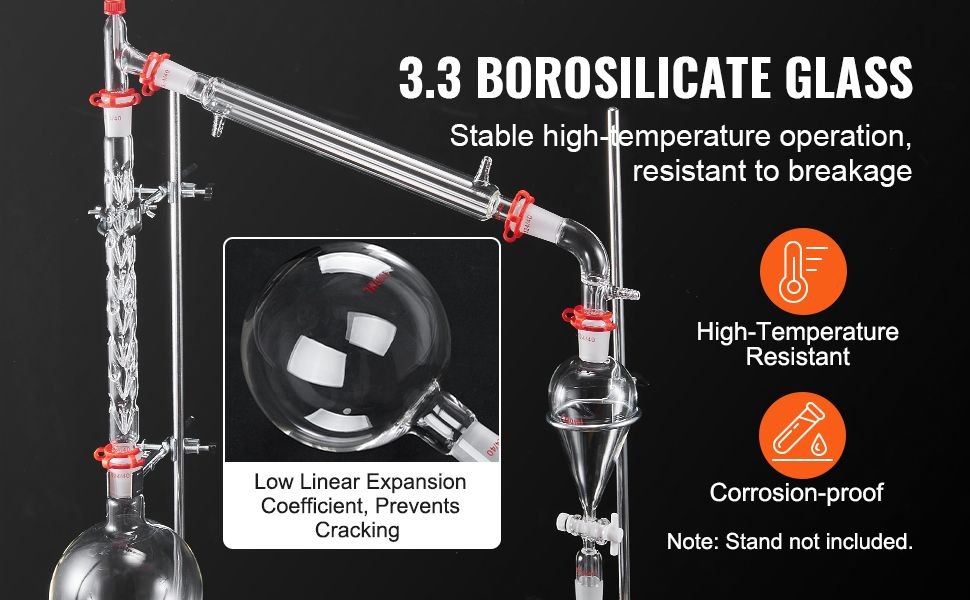 VEVOR Lab Distillation Kit, 3.3 Boro Lab Glassware Distillation Kit ...