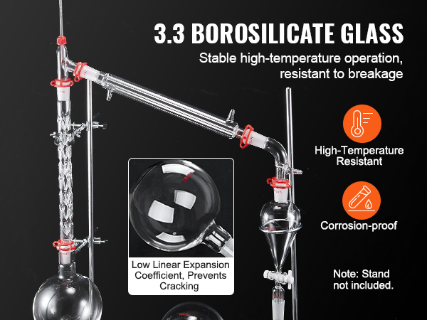 VEVOR Lab Distillation Kit, 3.3 Boro Lab Glassware Distillation Kit ...