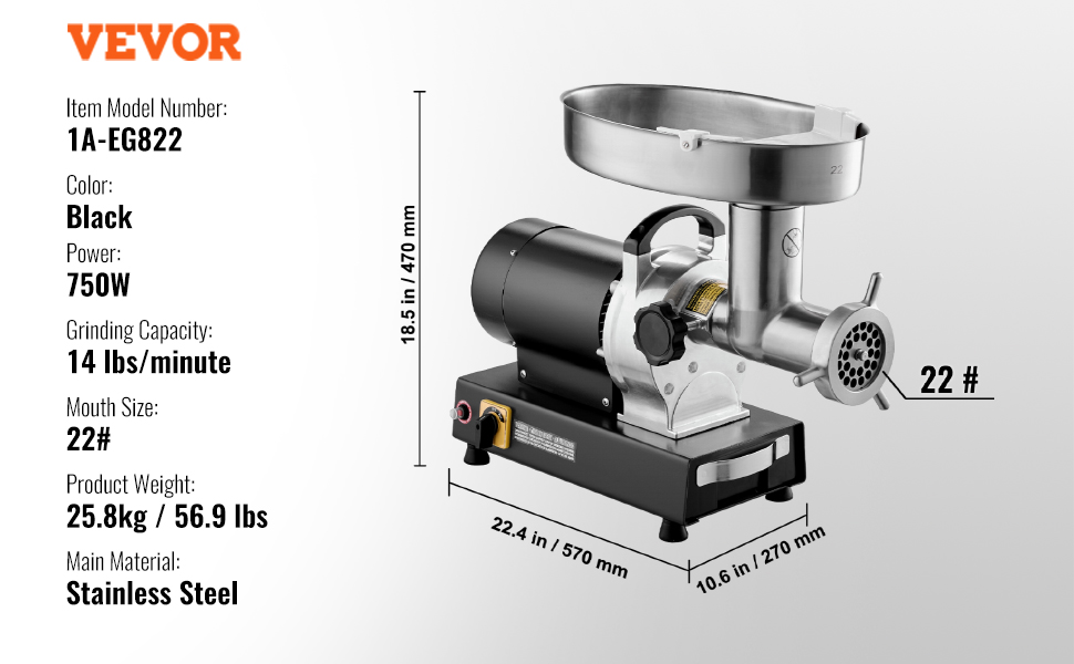 Commercial Electric Meat Grinder 14 Lbs/Min Sausage Stuffer Maker ...