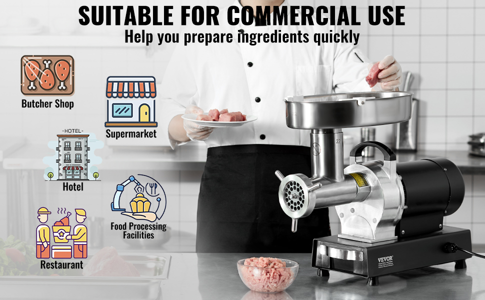 Commercial Electric Meat Grinder 14 Lbs/Min Sausage Stuffer Maker ...