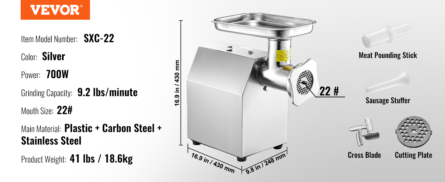 VEVOR Commercial Electric Meat Grinder 9.2 Lbs/Min Sausage Stuffer ...