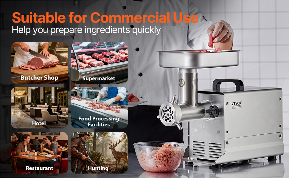 Commercial Electric Meat Grinder 11 Lbs/Min Sausage Stuffer Maker ...