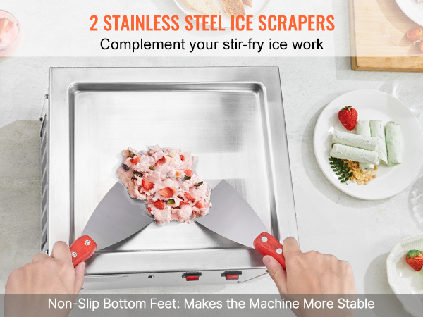 VEVOR Fried Ice Cream Roll Machine, 11" x 9.5" Stir-Fried Ice Cream Pan ...