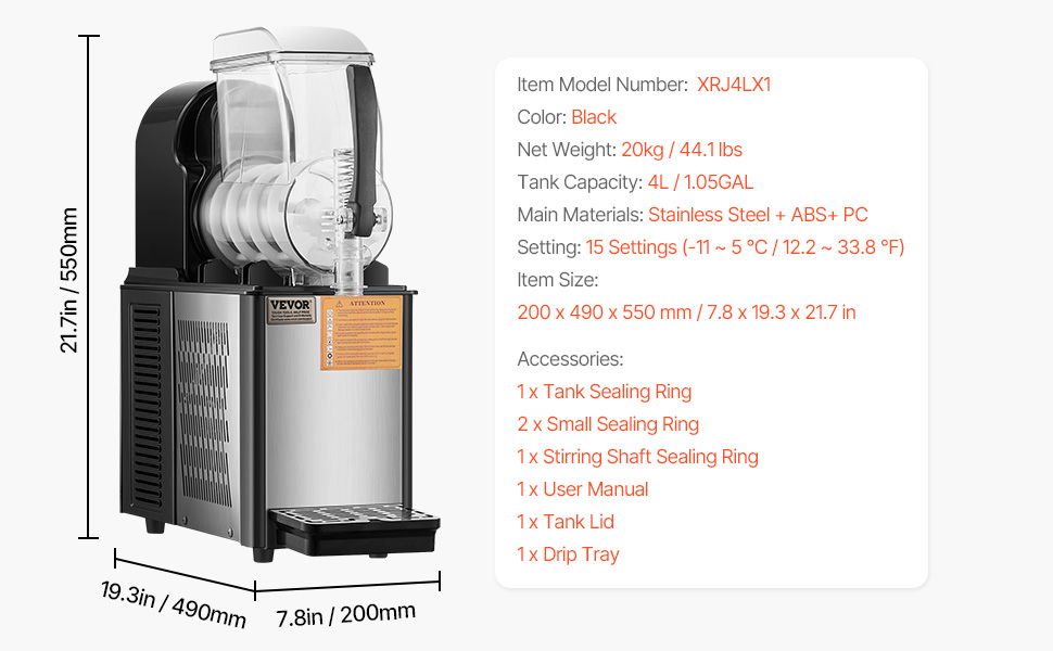 VEVOR 4L Commercial Slushy Machine Margarita Smoothie Frozen Drink ...