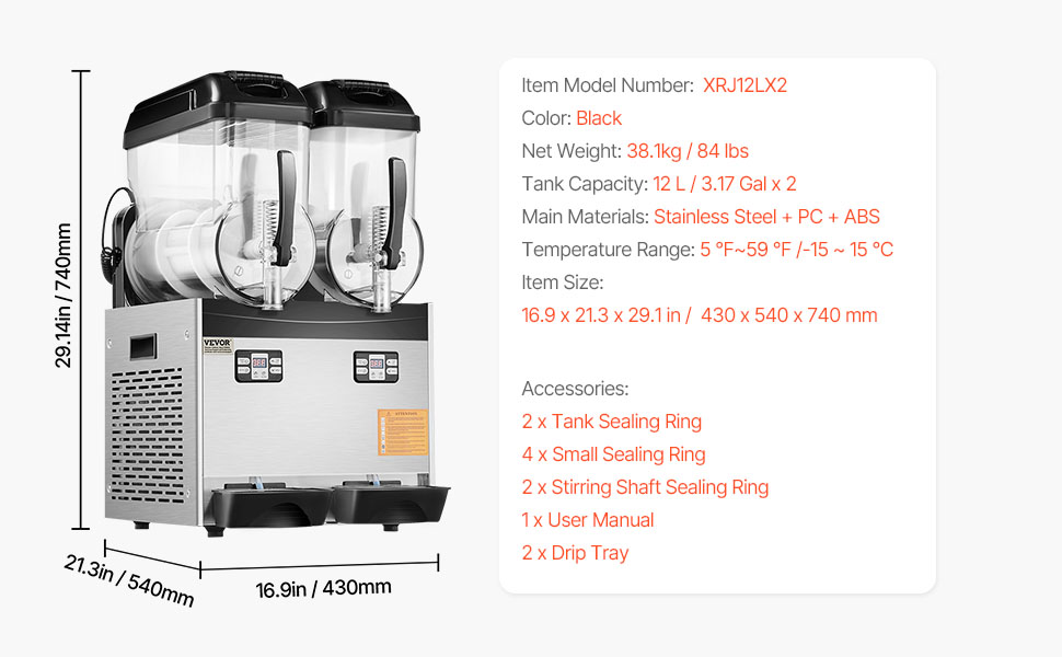 12Lx2 Tank Commercial Slushy Machine Margarita Smoothie Frozen Drink ...