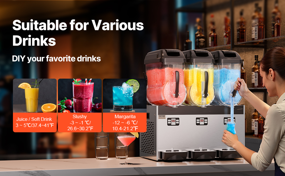 12Lx3 Tank Commercial Slushy Machine Margarita Smoothie Frozen Drink ...