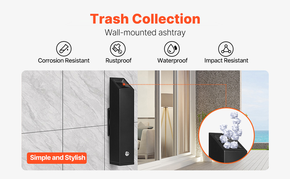 Cigarette Ashtray for Outside,Cigarette Disposal Outdoor,Wall Mounted ...