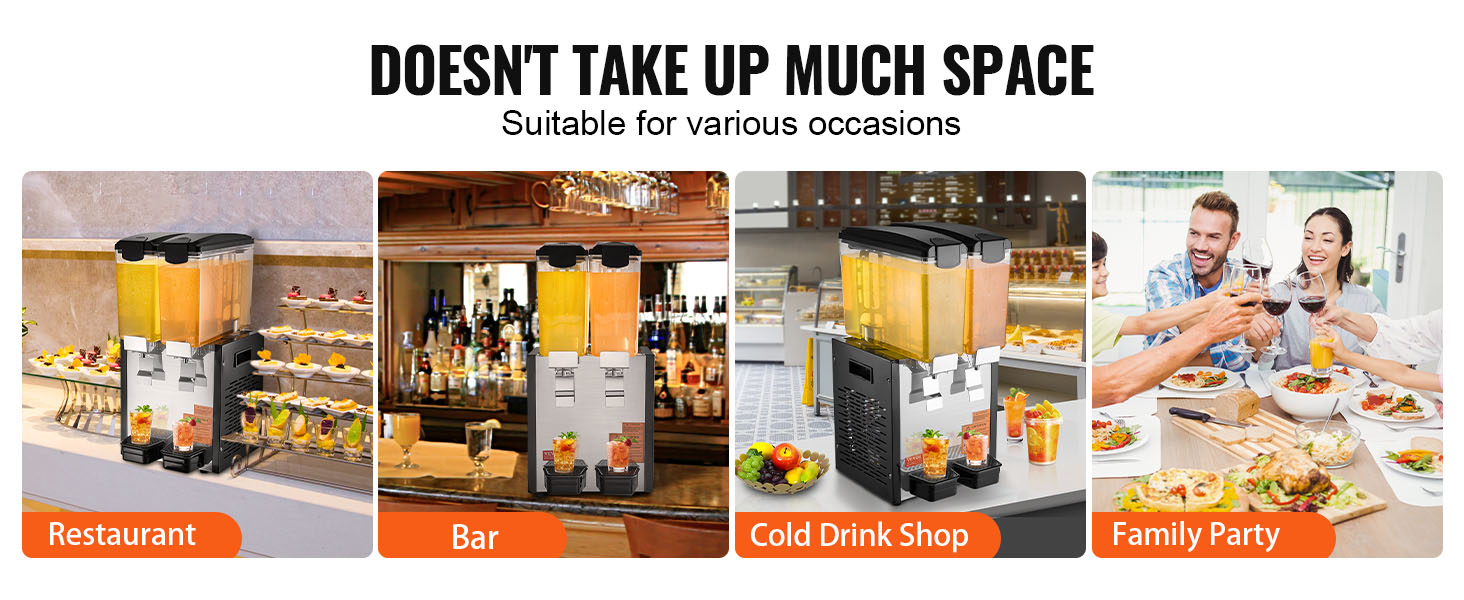 VEVOR Commercial Beverage Dispenser 10L x 2 Tanks Cold Juice Ice Drink ...