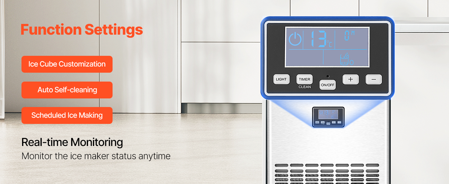 VEVOR Commercial Ice Maker Freestanding Cabinet Machine 100lbs/24H 45 ...