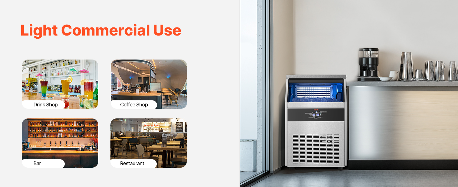 Commercial Ice Maker Freestanding Cabinet Machine 160lbs/24H 80 Ice ...
