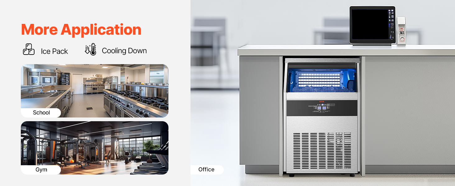 Commercial Ice Maker Freestanding Cabinet Machine 160lbs/24H 80 Ice ...