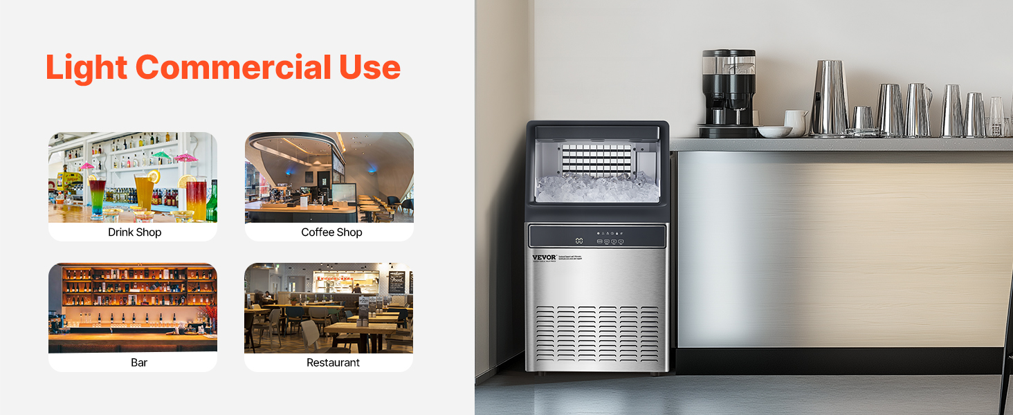 Commercial Ice Maker Freestanding Cabinet Machine 160lbs/24H 55 Ice ...