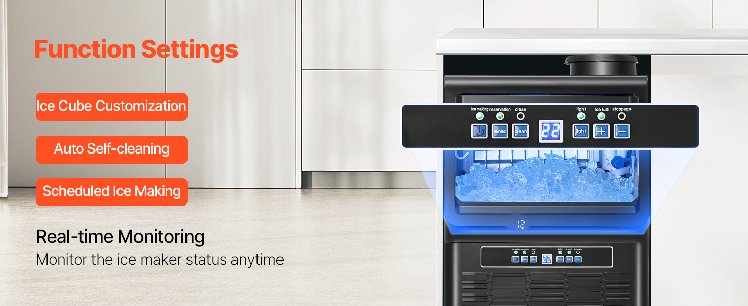 VEVOR Commercial Ice Maker Freestanding Cabinet Machine 70lbs/24H 36 ...