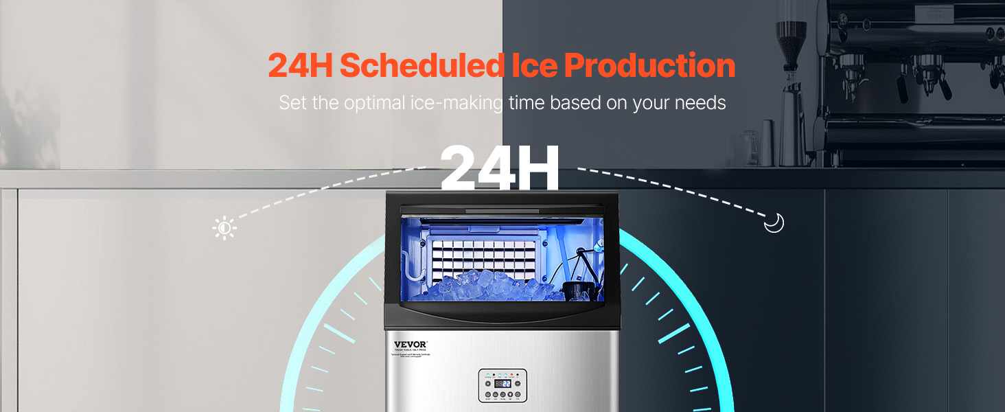 Commercial Ice Maker Freestanding Cabinet Machine 90lbs/24H 50 Ice ...