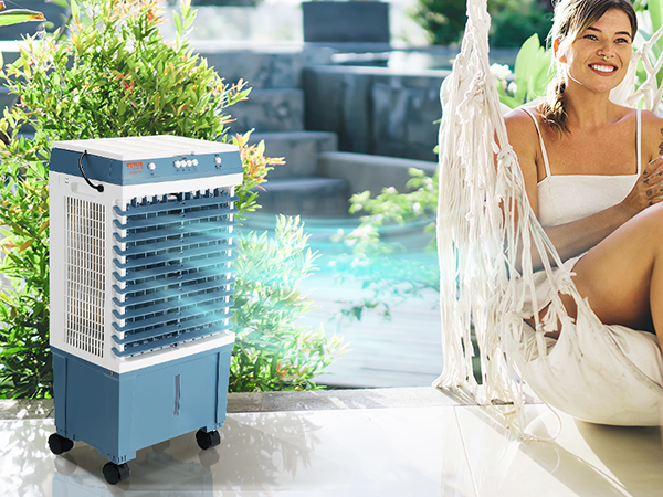 VEVOR Evaporative Cooler, 1400 CFM Air Cooler, 84° Oscillating Swamp ...