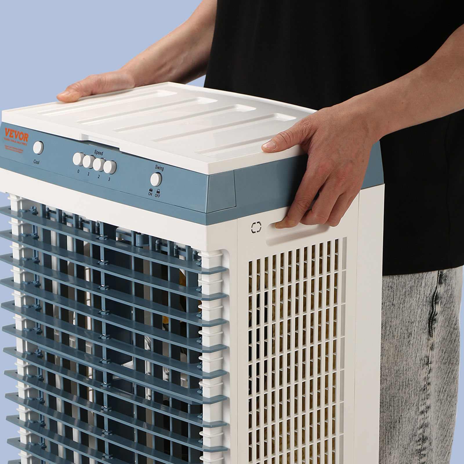 VEVOR Evaporative Cooler, 1400 CFM Air Cooler, 84° Oscillating Swamp ...