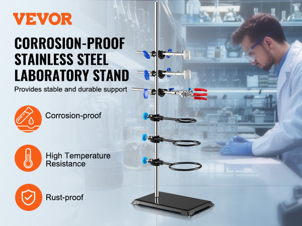 VEVOR Lab Stand Support, Laboratory Retort Support Stand Set, Steel Lab ...