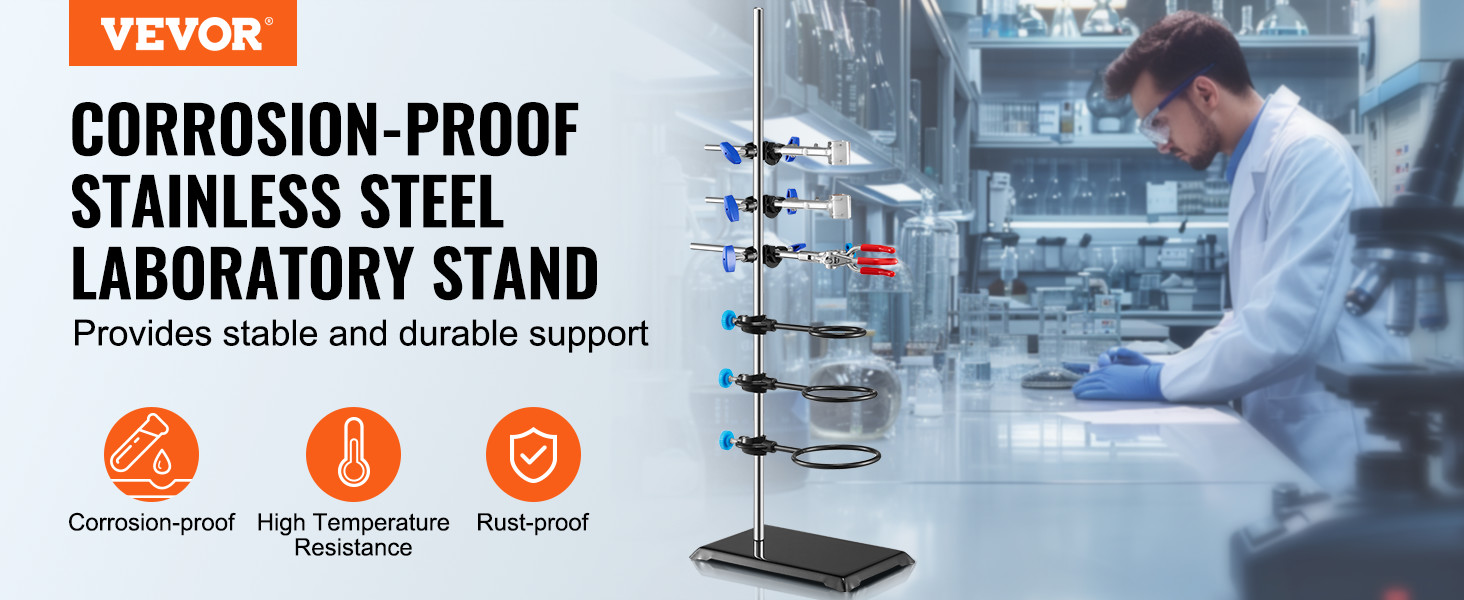 VEVOR Lab Stand Support, Laboratory Retort Support Stand Set, Steel Lab ...